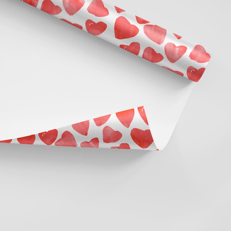Red Hearts Wrapping Paper Luxury Gift Wrap Hearts Gift | Etsy