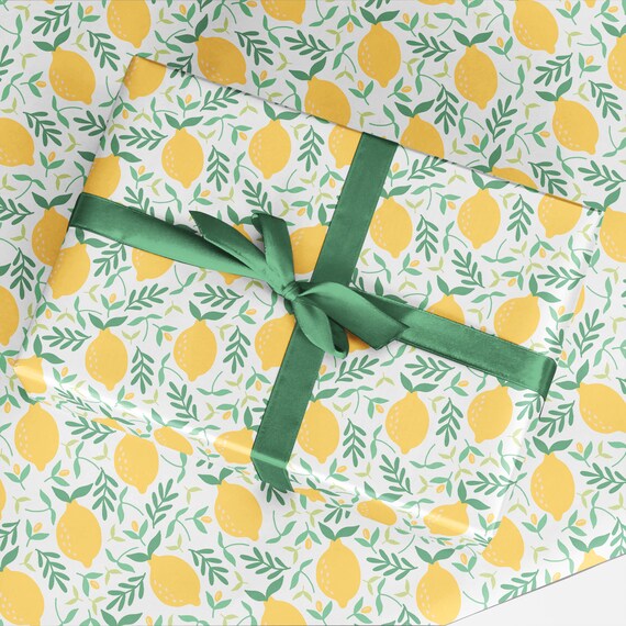 Lemon Wrapping Paper Luxury Yellow Gift Wrap Lemon Gift | Etsy