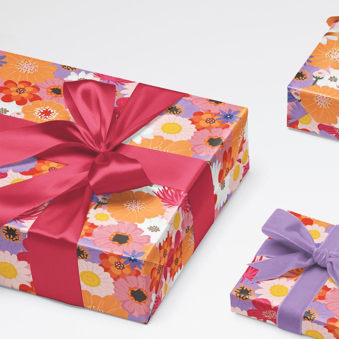 Flower Power Wrapping Paper Luxury Gift Wrap Colourful Floral Wrapping ...