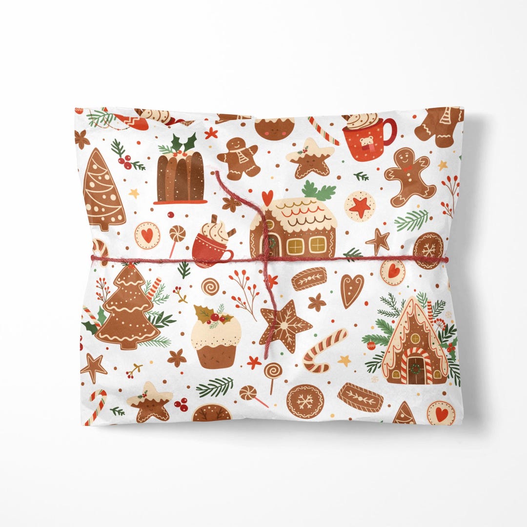 Gingerbread Christmas Wrapping Paper - Luxury Gift Wrap - Xmas Wrapping ...