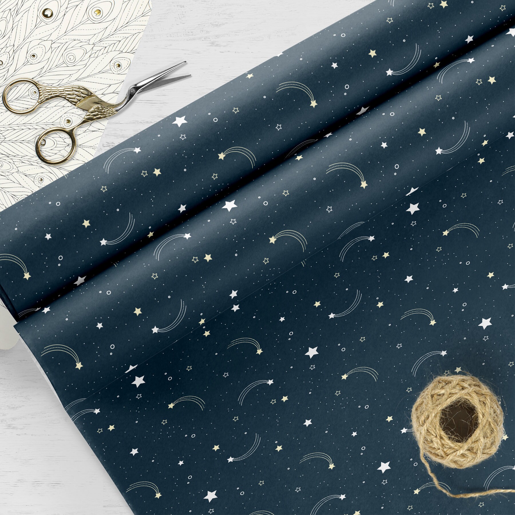 Shooting Star Blue Wrapping Paper Luxury Gift Wrap | Etsy
