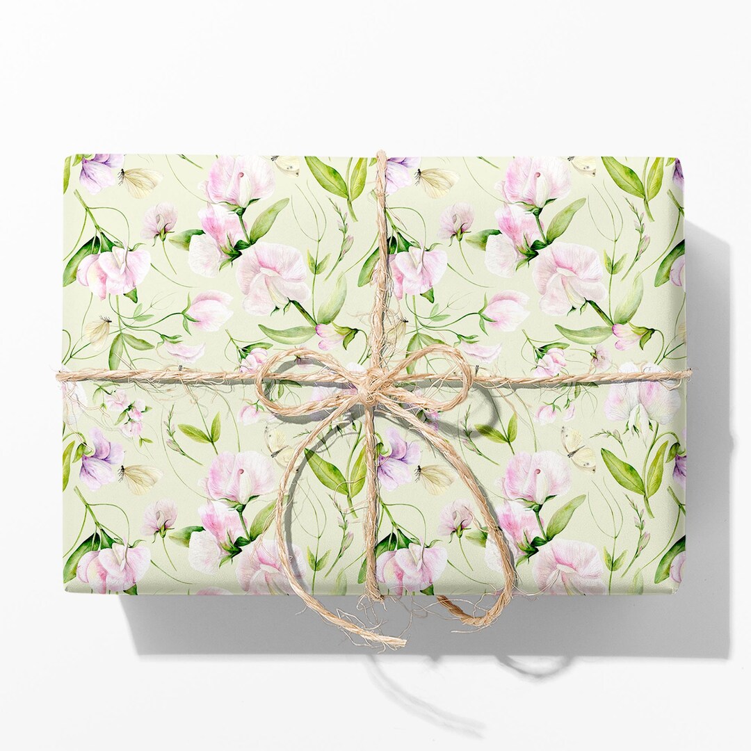 Sweet Pea Wrapping Paper - Luxury Wedding Gift Wrap - Romantic Flower ...