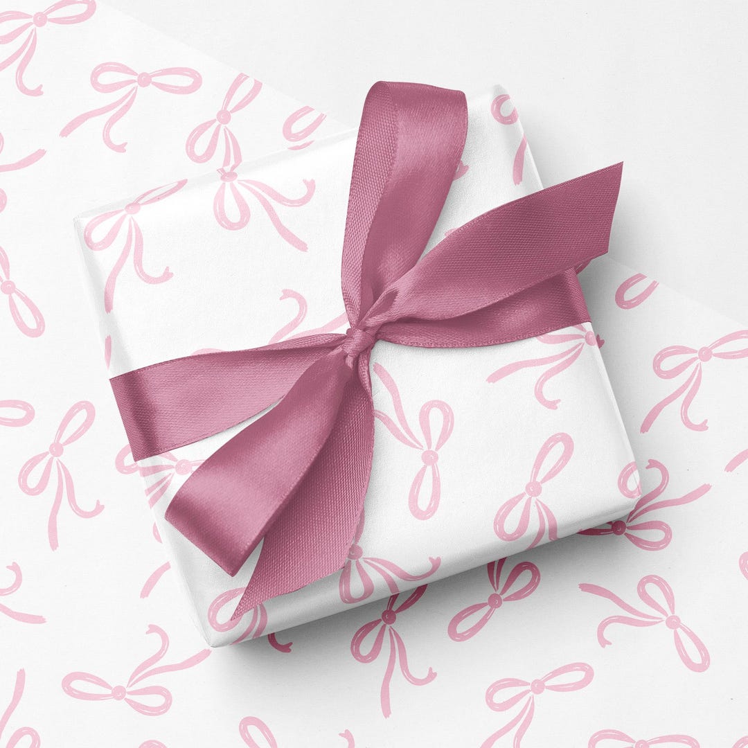 Pink Ribbon Wrapping Paper - Bow Wrapping Paper Roll - Etsy
