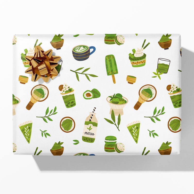 Matcha Tea Wrapping Paper - Etsy