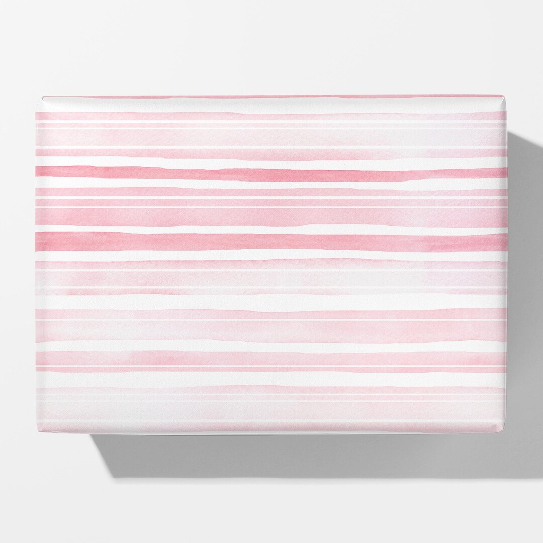 Pink Watercolor Stripe Wrapping Paper - Luxury Gift Wrap - Etsy