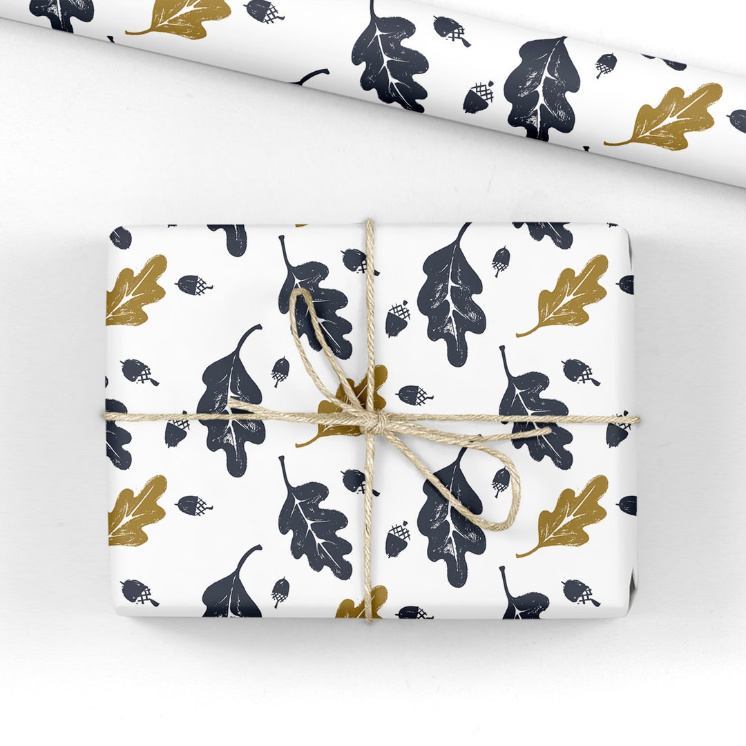 Oak Leaf Wrapping Paper - Luxury Birthday Gift Wrap - Autumn Wrapping ...