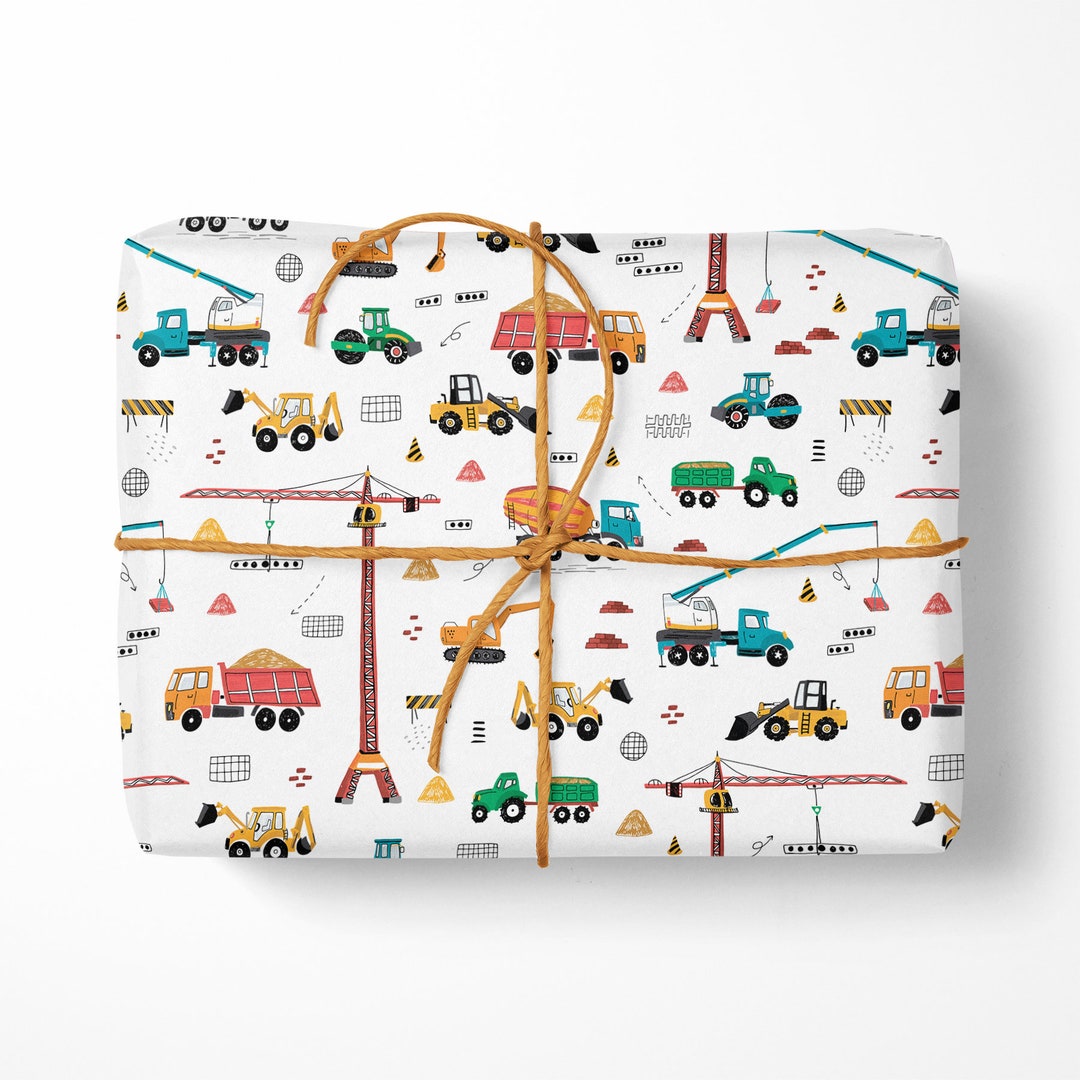 Construction Wrapping Paper - Luxury Gift Wrap - Wrapping for Kids ...