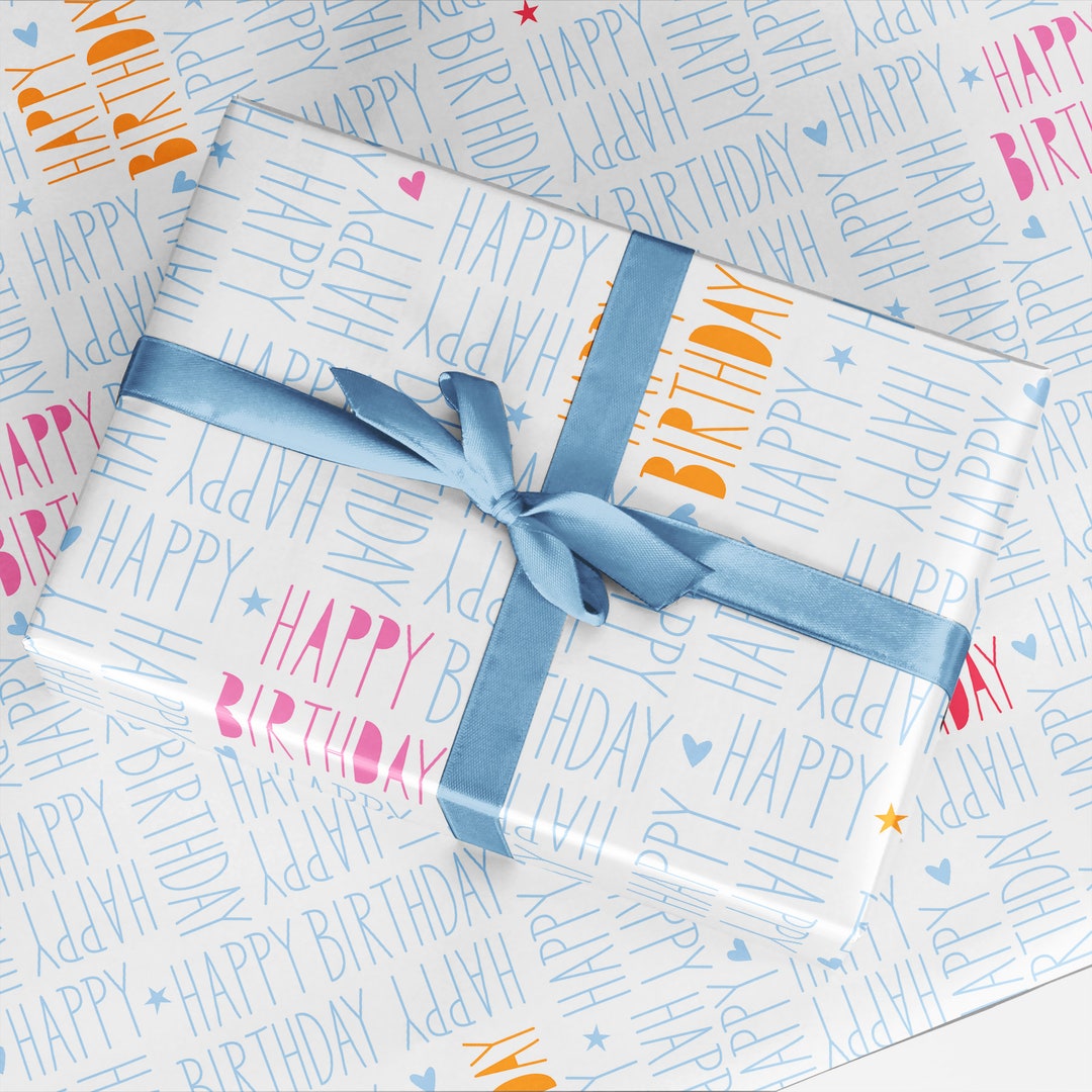 Birthday Wrapping Paper - Luxury Gift Wrap - Birthday Gift Wrap - Happy ...