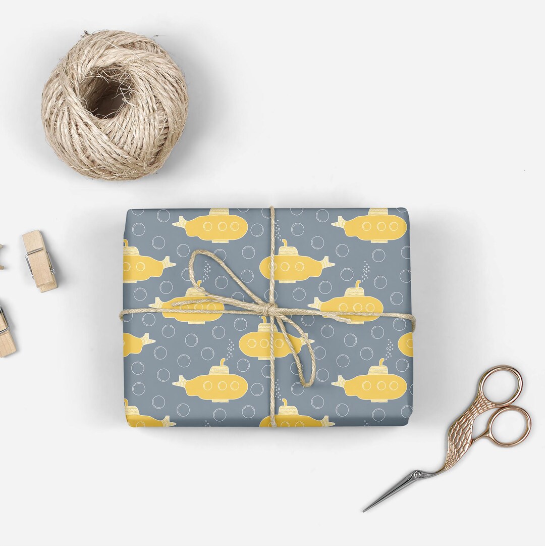 Yellow Submarine Wrapping Paper - Luxury Gift Wrap - Birthday Gift Wrap ...