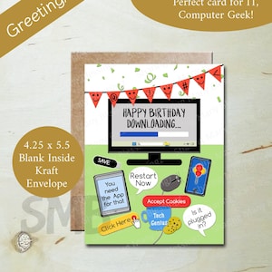 Computer Tech Birthday Card, Geek Birthday, Tech Genius Birthday Cards ...