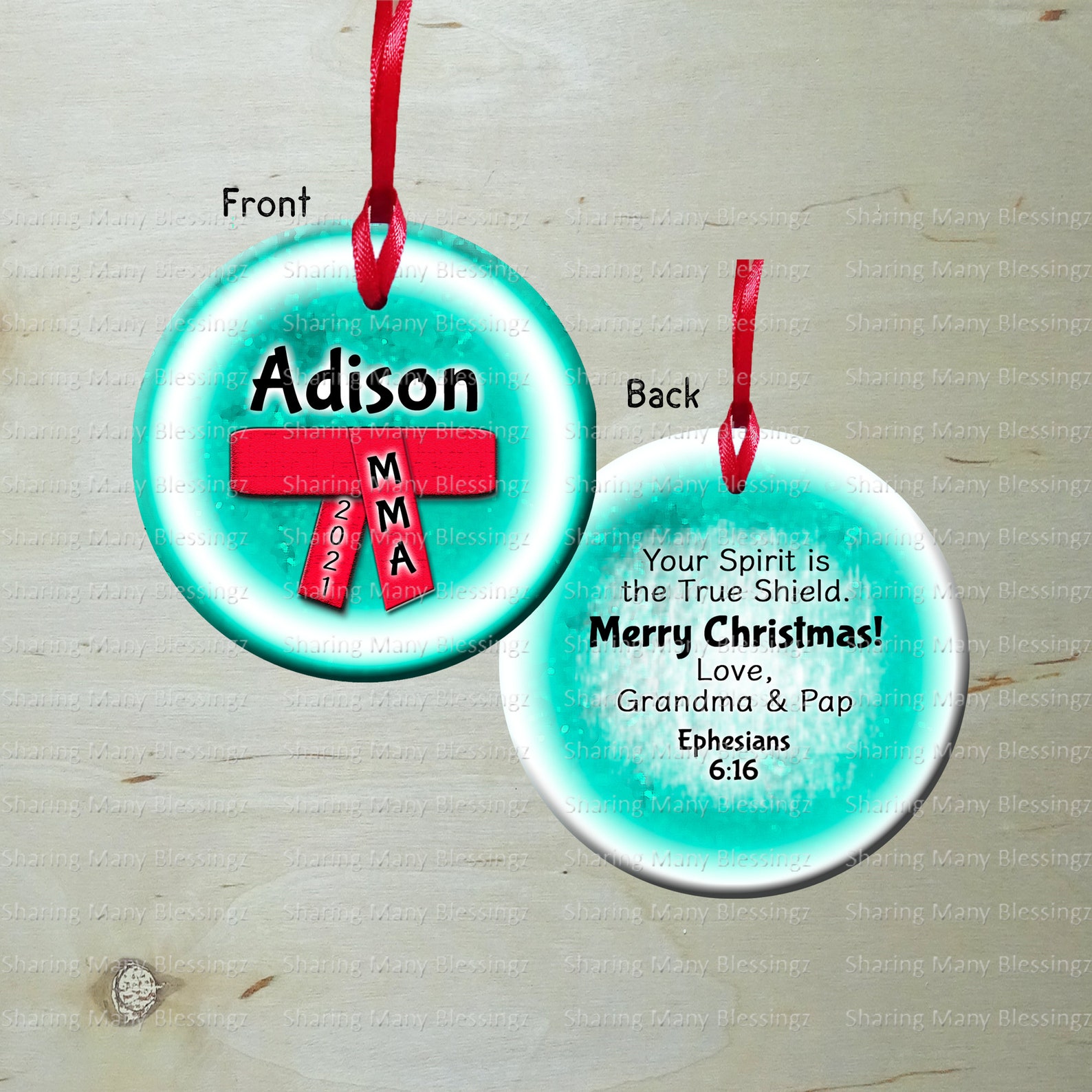 MMA Mixed Martial Arts Personalized Christmas Ornament Gift | Etsy