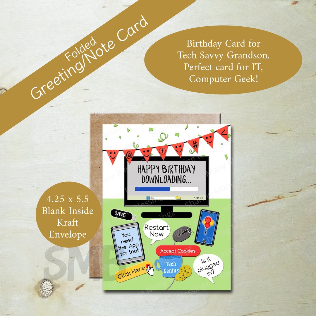 Tech Genius Birthday Card: Computer Nerd Gift - Etsy