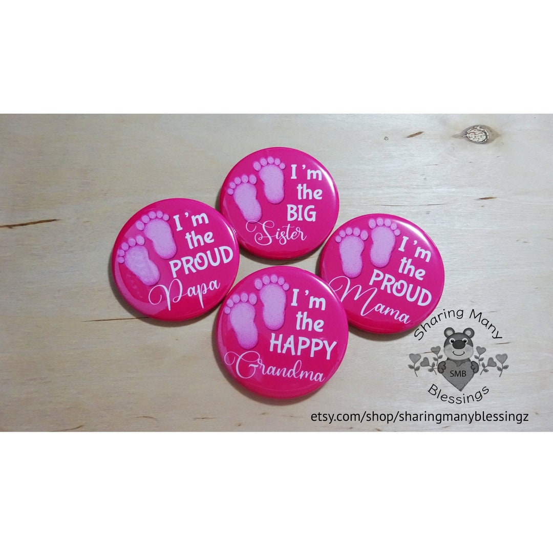 Pink Tiny Baby Feet Baby Shower Pinback Buttons, Proud Mommy to Be ...