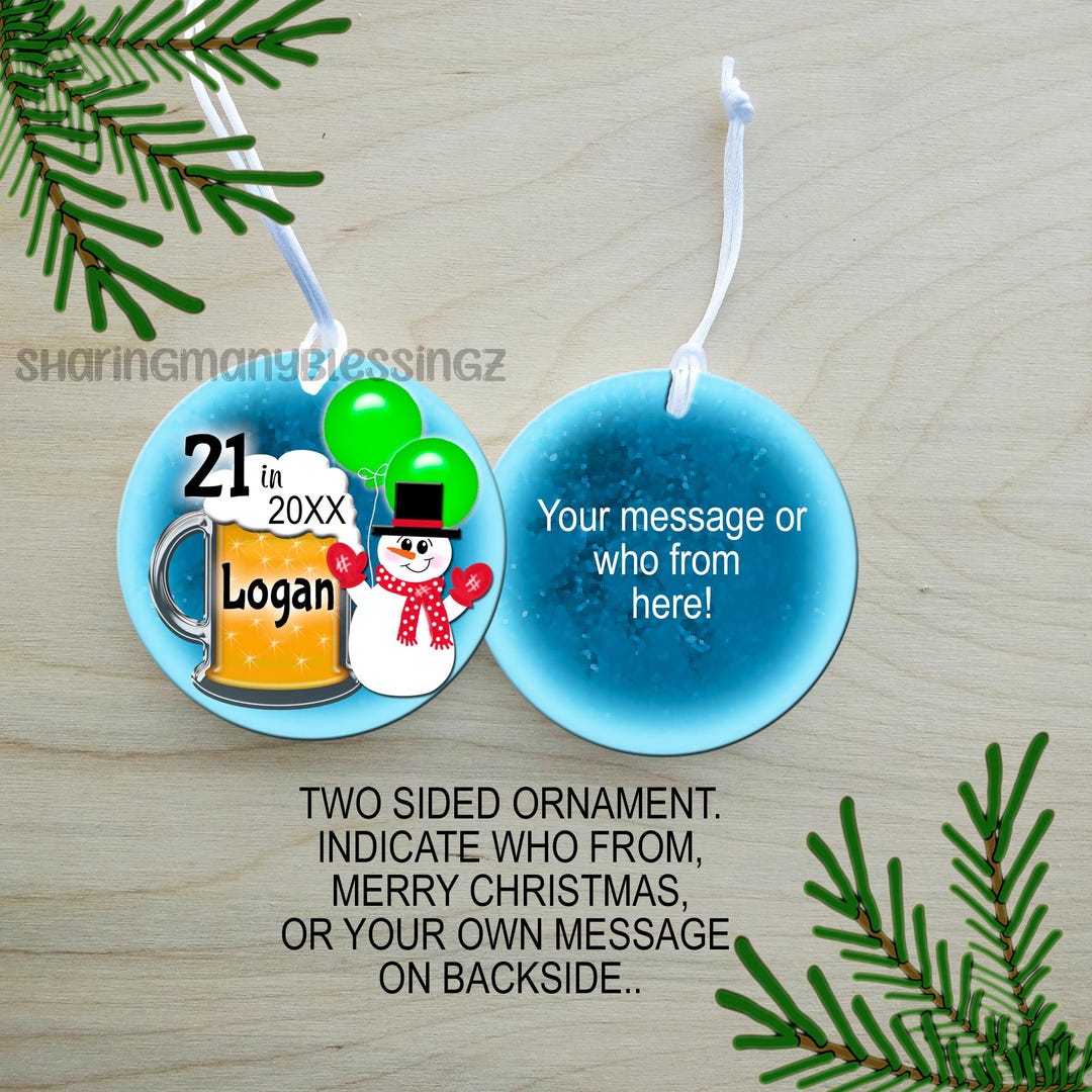 21st Birthday Personalized Christmas Ornament Gift, Twenty First ...