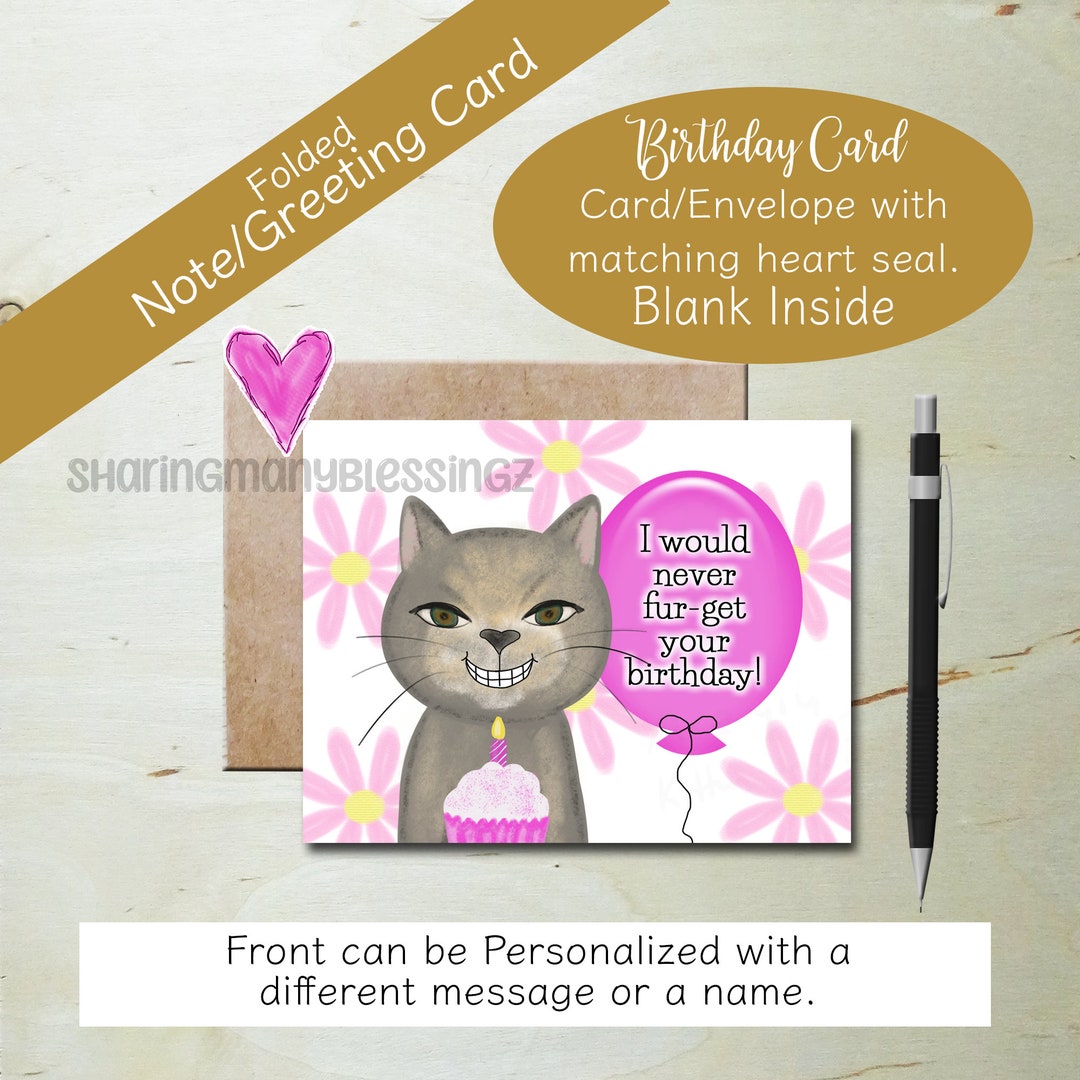 Crazy Cat Lady Birthday Card, Funny Cat Birthday Card, Cupcake Cat Card ...