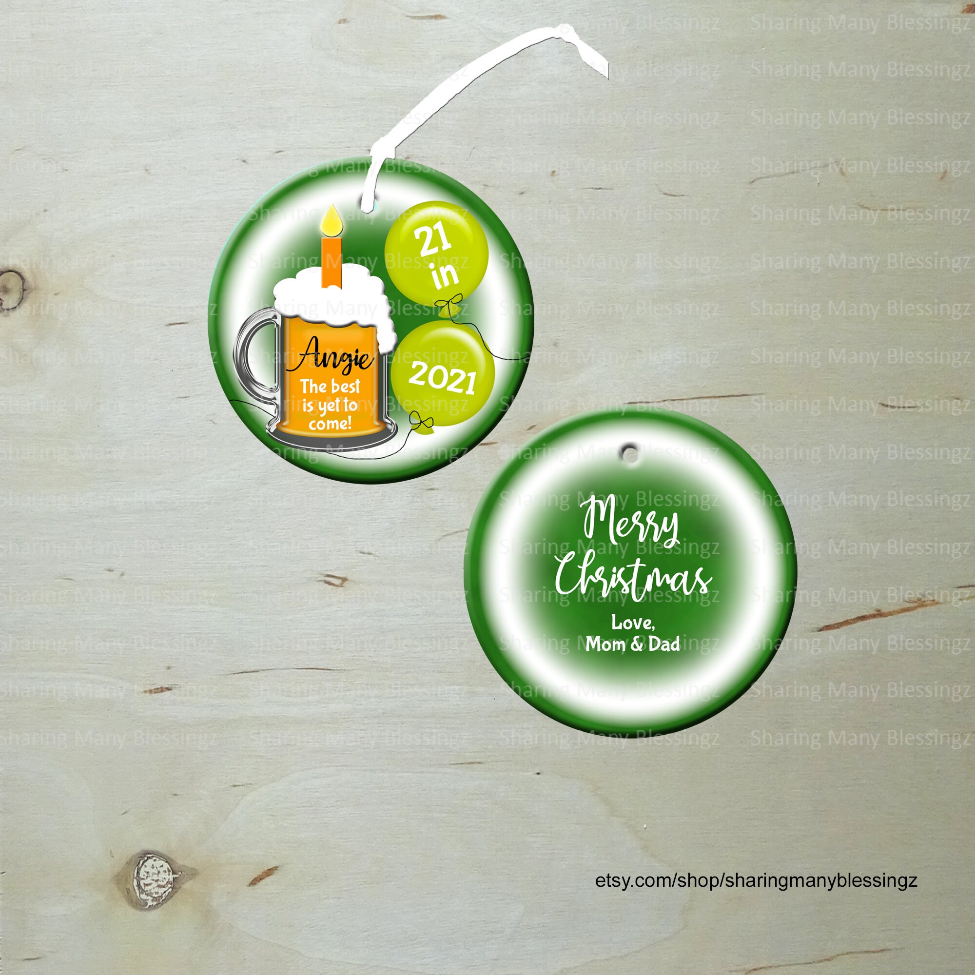 21st Birthday Personalized Christmas Ornament Gift, 21st Keepsake ...