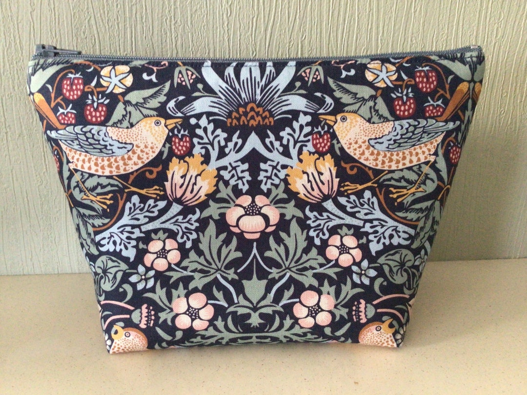 Handmade Strawberry Thief William Morris Make up Bag Toiletry Bag Blues ...