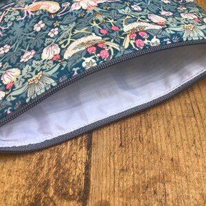 William Morris Strawberry Thief Make up Bag Zipped Pouch Fabric and ...