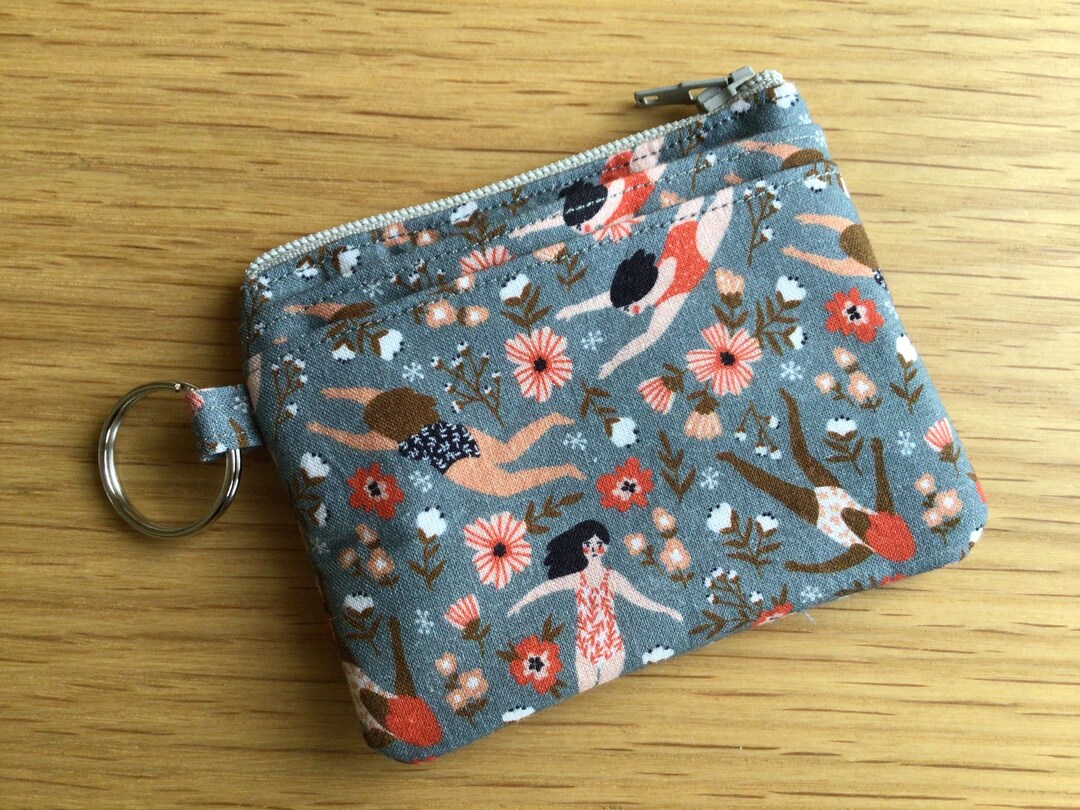 Handmade Ladies Swimming Print Fabric Coin and Credit Card Purse ...