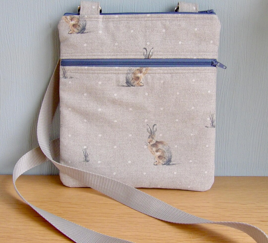 Hare Print Fabric Crossbody Bag , Messenger Bag , Gift for Hare Lovers ...