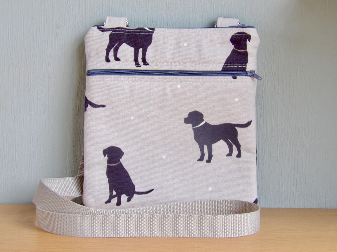 Black Labrador Dog Print Fabric Crossbody Bag , Messenger Bag , Gift ...