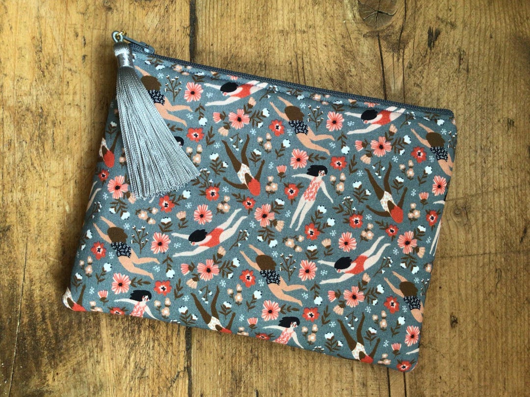 Handmade Outdoor Wild Swimming Fabric Make up Bag Waterproof Lined ...