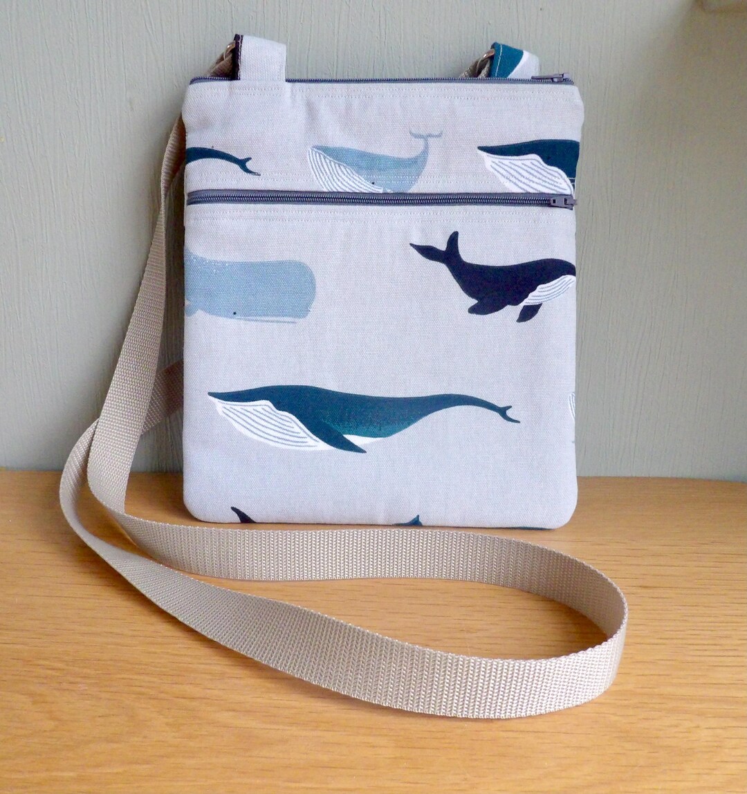 Whale Print Fabric Crossbody Bag , Messenger Bag , Gift for Whale ...