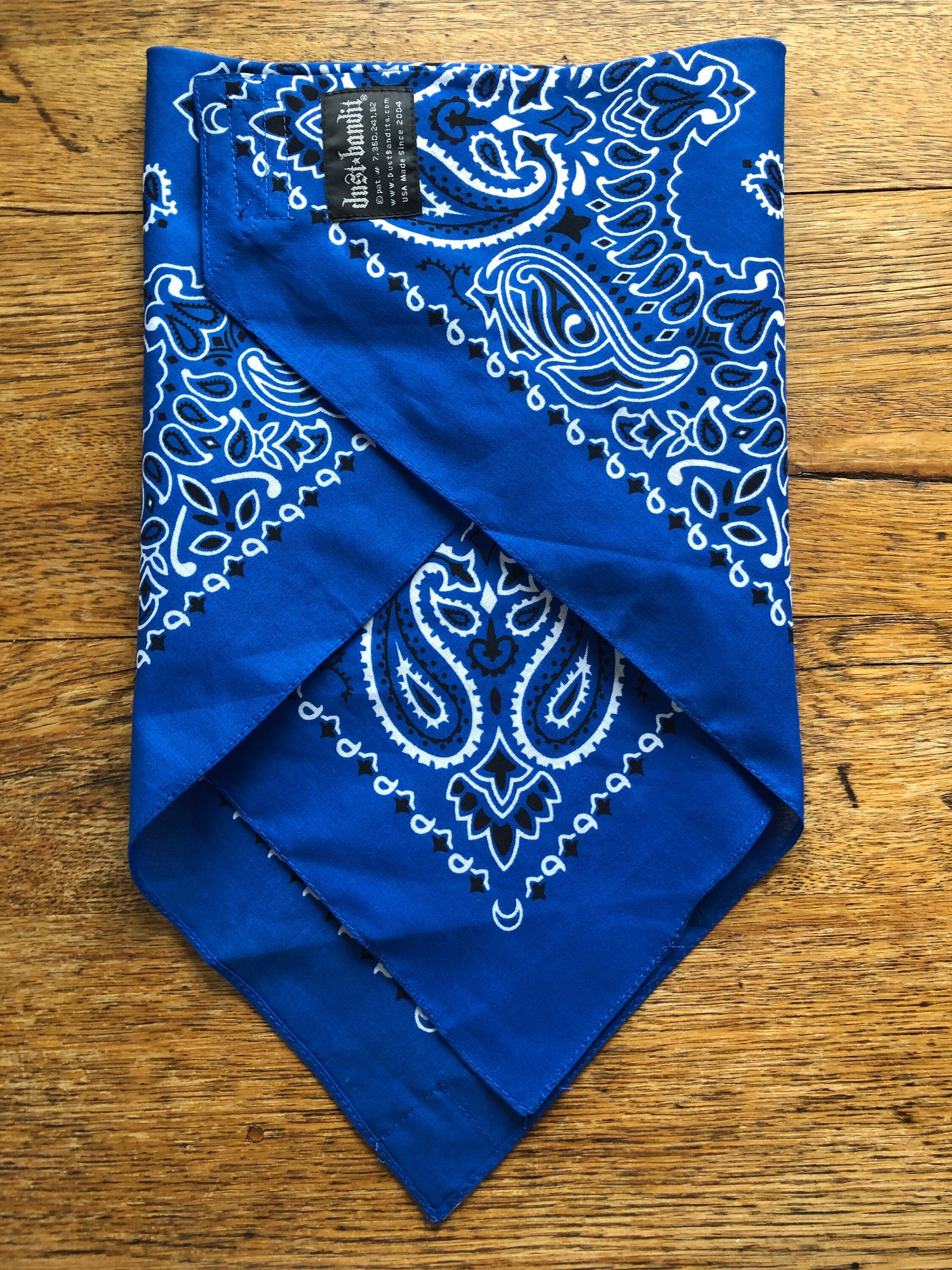 Navy Blue Paisley Dust Bandit® Bandana Quick Adjust Made With Hook N ...