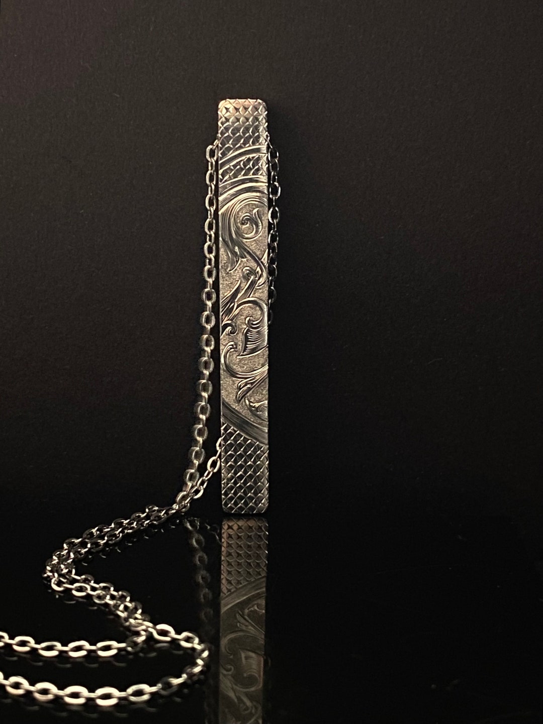 Exclusive Hand Engraving Pendant With Scroll Ornament and Geometric ...