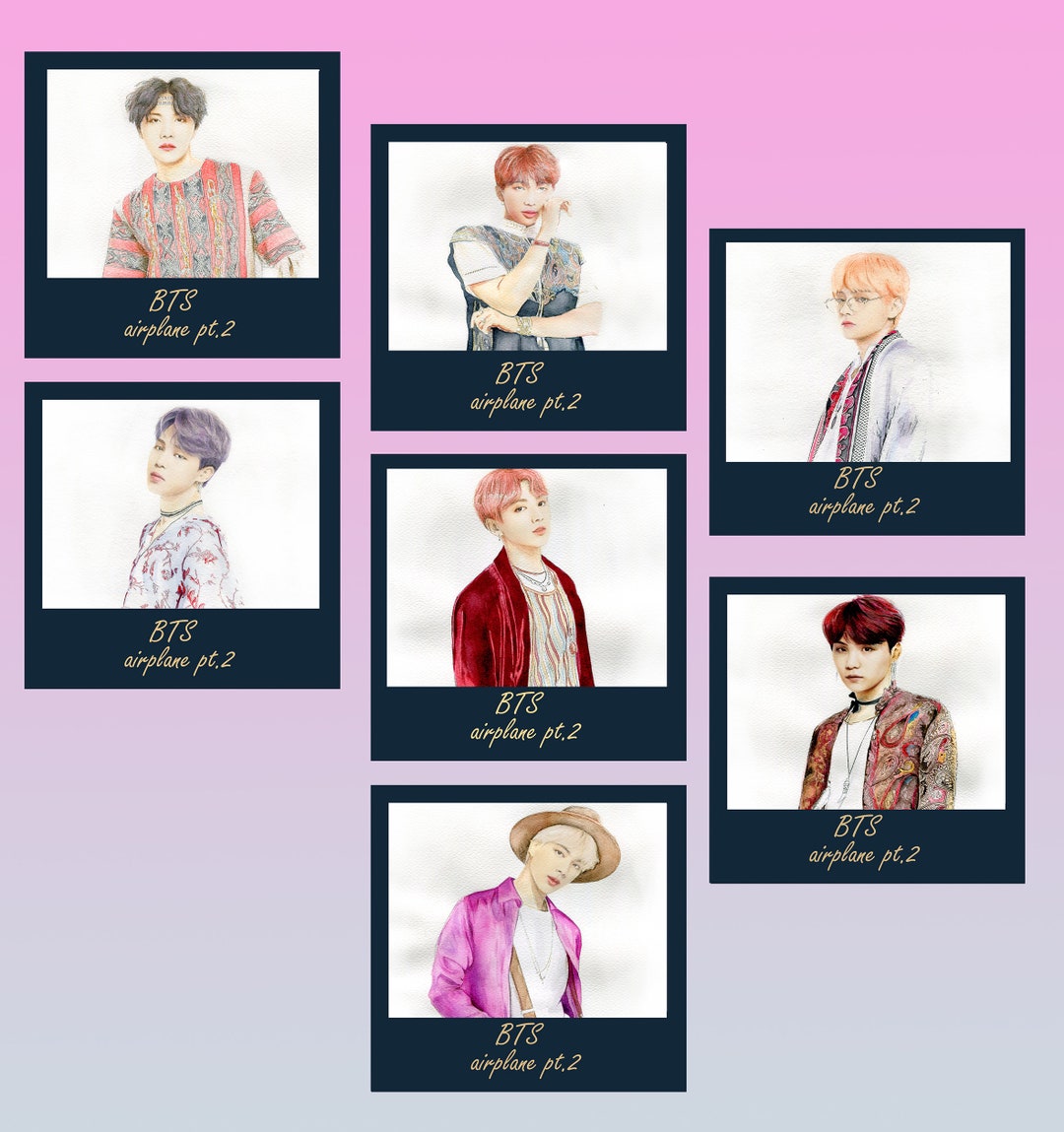 BTS Watercolour Art, BTS Watercolor Cards, BTS Watercolor Postcards ...