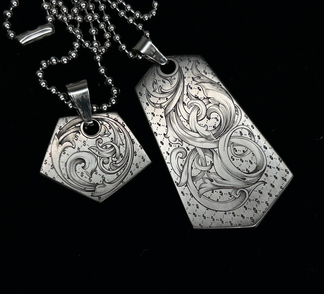 Exclusive Set Hand Engraving Titanium Pendants Necklaces Bracelet - Etsy