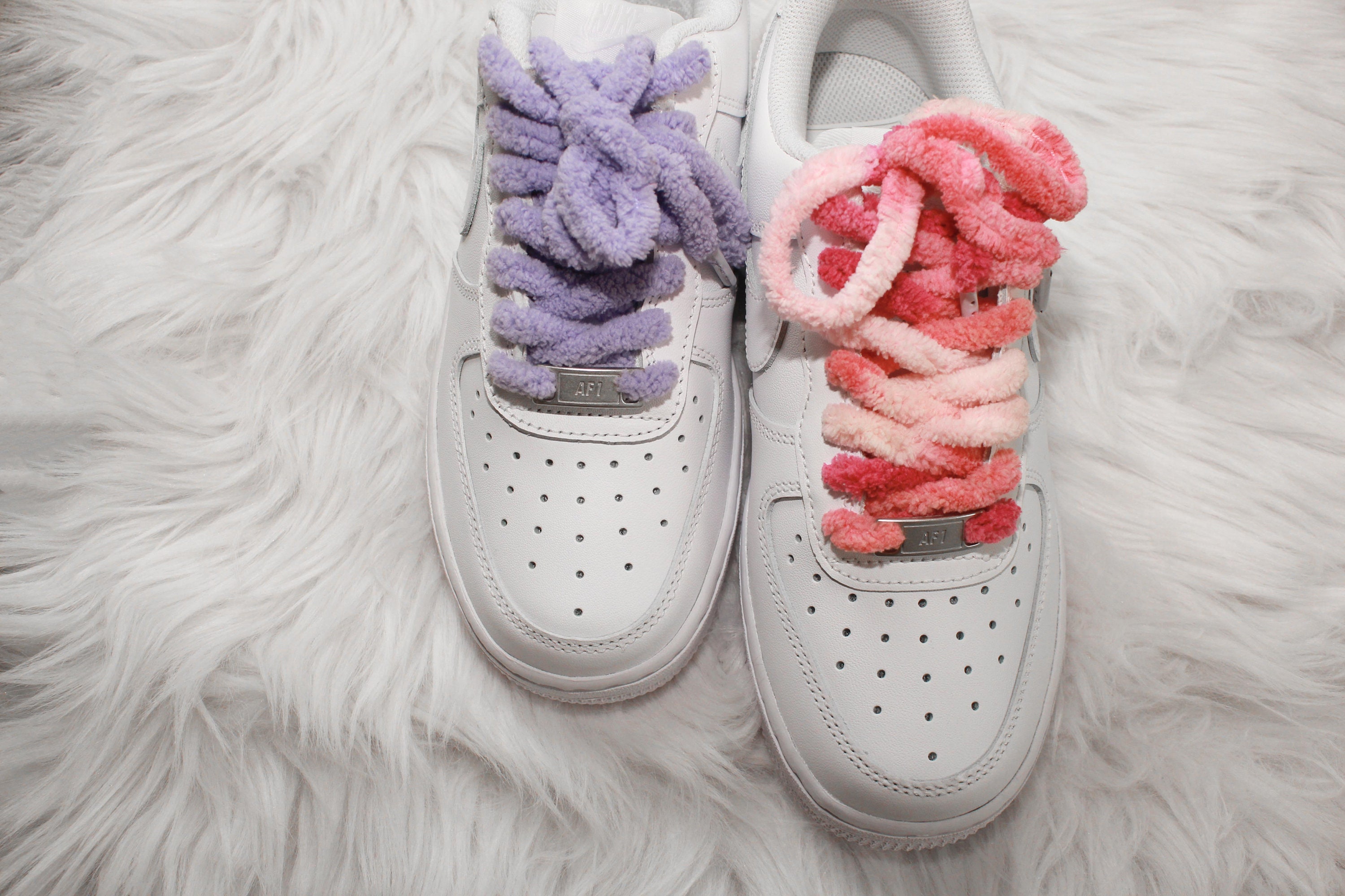 Fluffy Laces Pastel Blush Baby Pink Blue Purple Pale Furry AF1 | Etsy