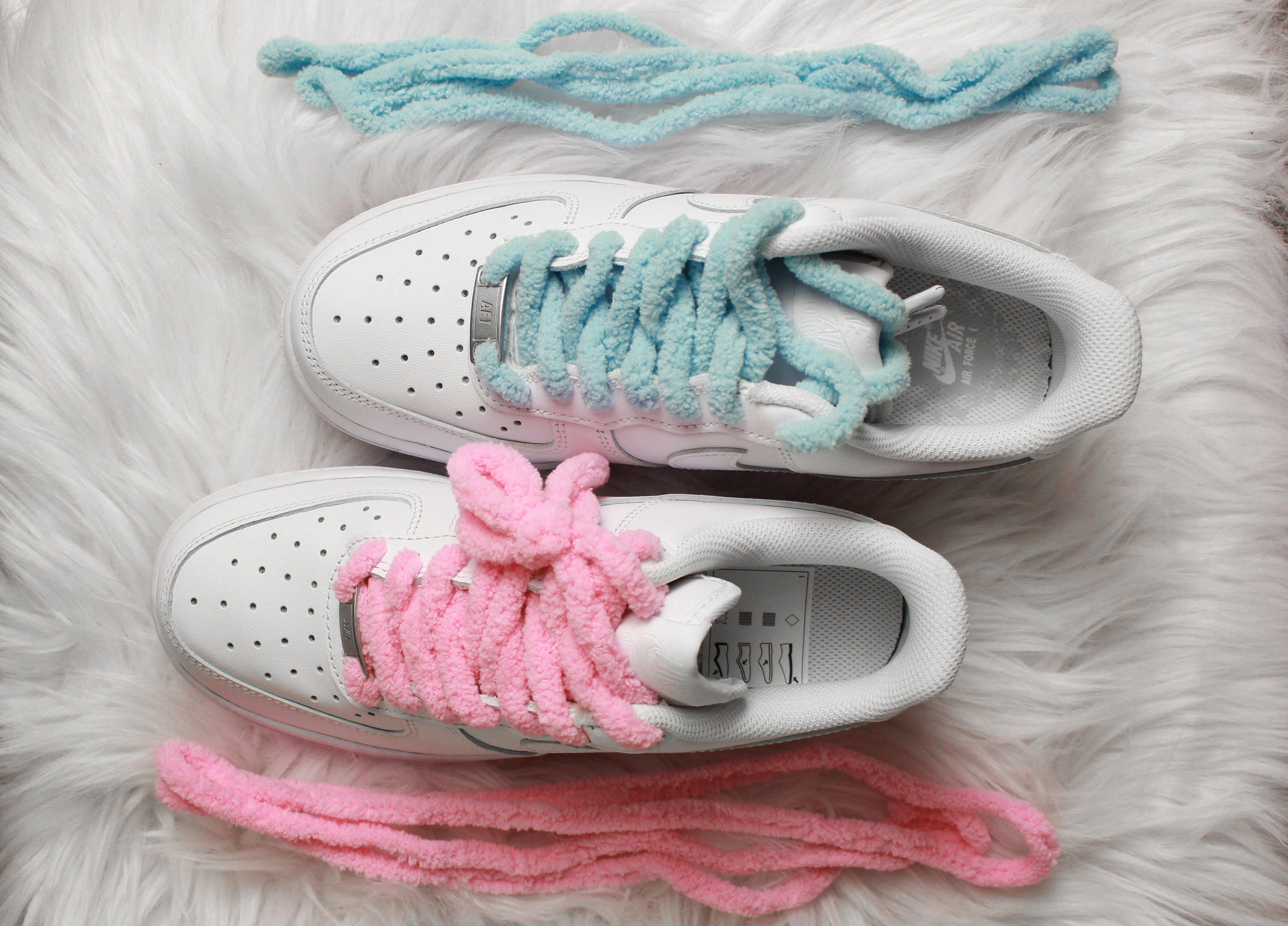 Fluffy Laces Pastel Blush Baby Pink Blue Purple Pale Furry AF1 | Etsy