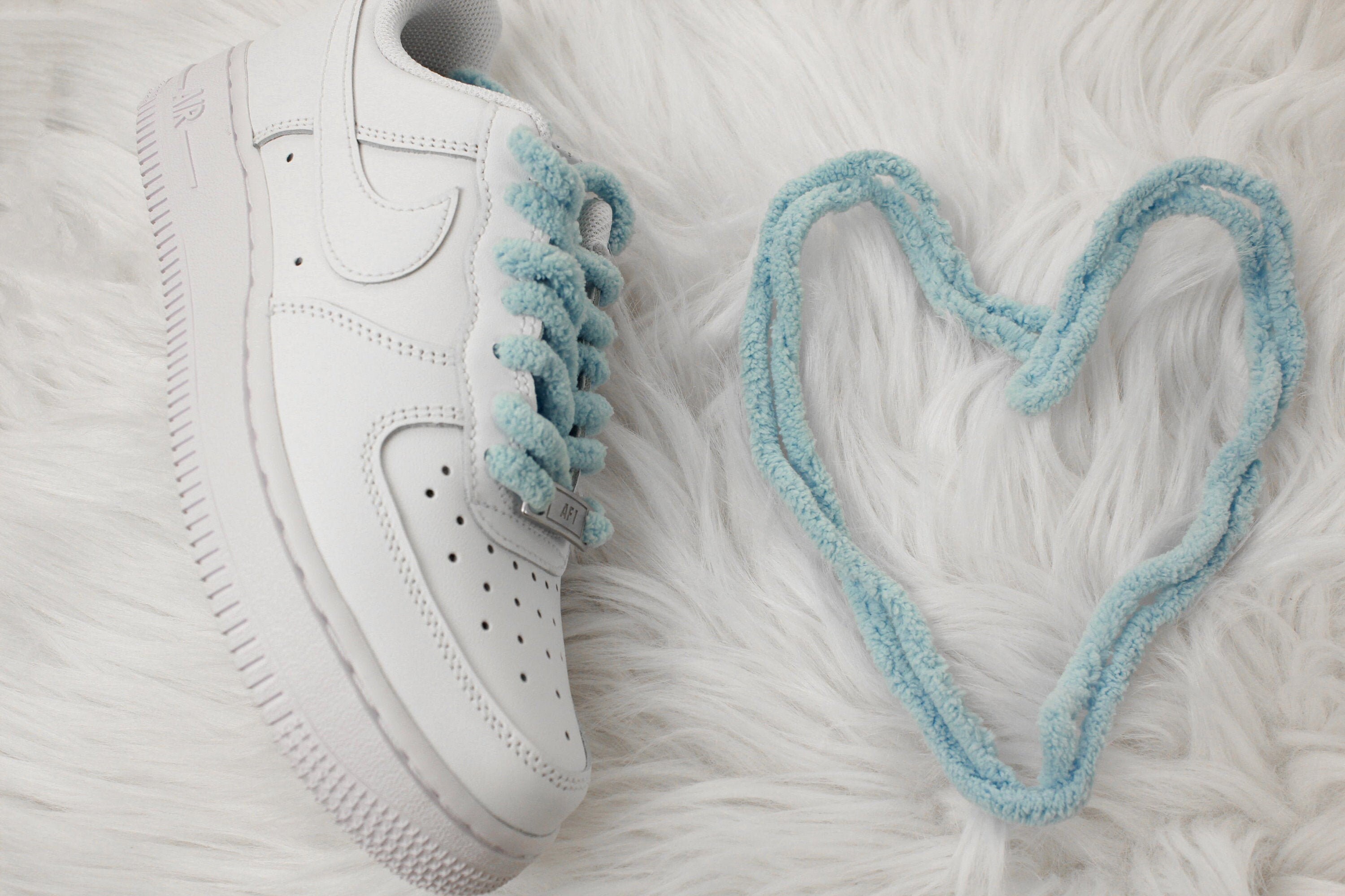 Fluffy Laces Pastel Blush Baby Pink Blue Purple Pale Furry AF1 | Etsy