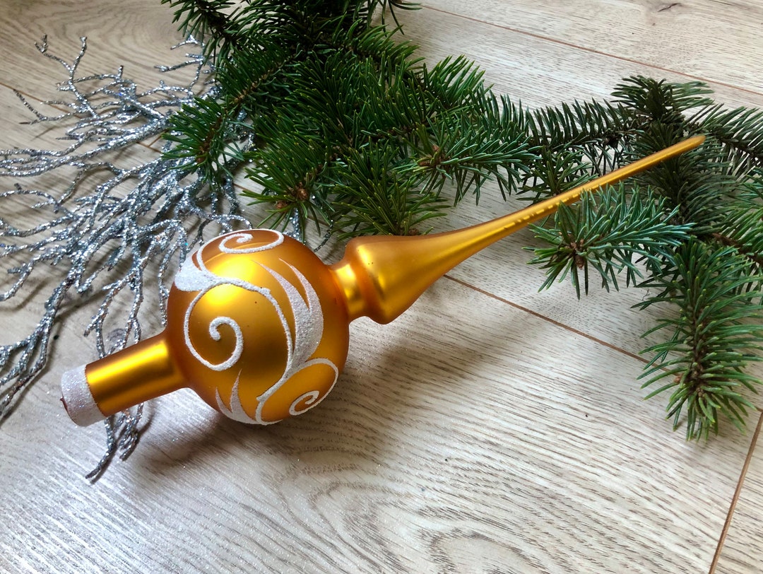 Christmas Glass Tree Topper, Decorations for Tree, Gold Finial ...