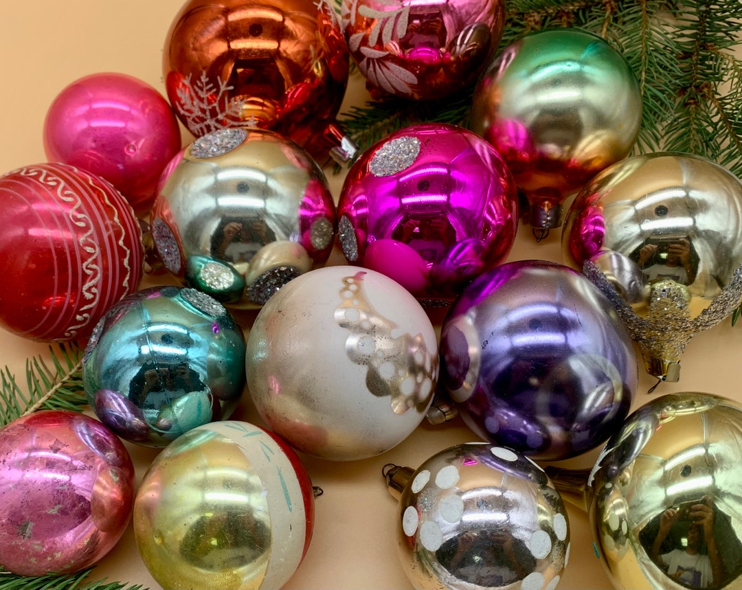 Christmas Glass Decor Assorted 20 Vintage Christmas Glass Balls ...