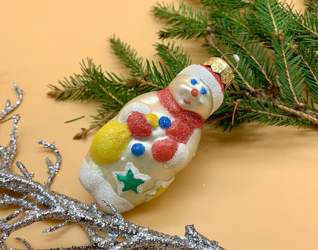 Snowman Glass Christmas Ornaments, Traditional Glass Ornament, Vintage ...