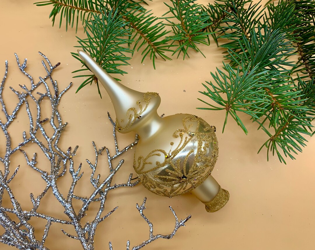 Small Beige Christmas Glass Tree Topper Christmas Glass - Etsy