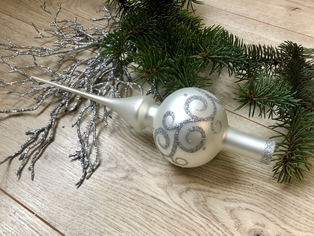 White Glass Christmas Tree Topper, Chritmas Decor, Decorations for Tree ...