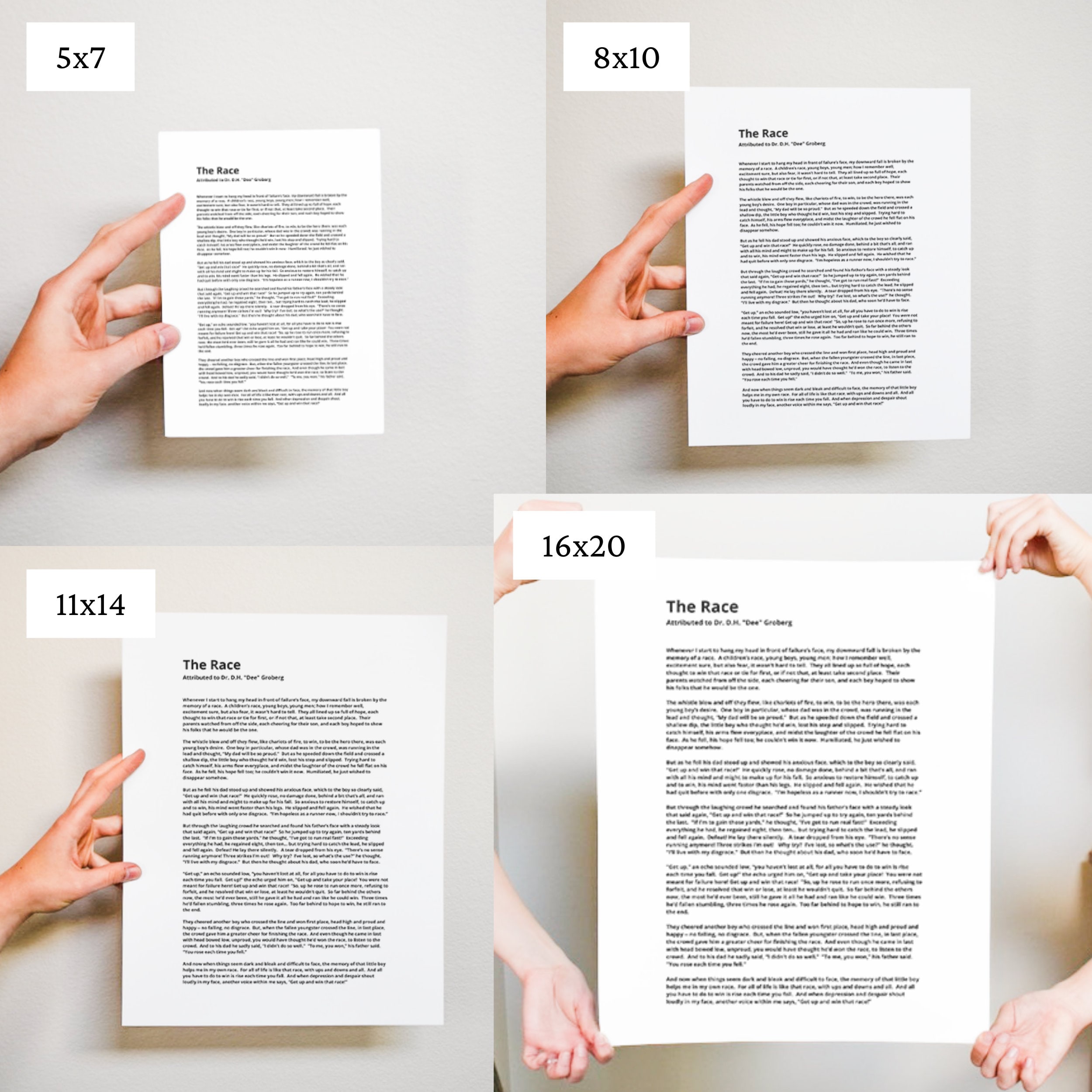 The Race Poem Print by Dr. Groberg: Inspirational Resilience Art - Etsy