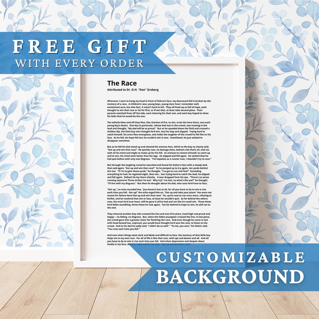 The Race Poem Print by Dr. Groberg: Inspirational Resilience Art - Etsy