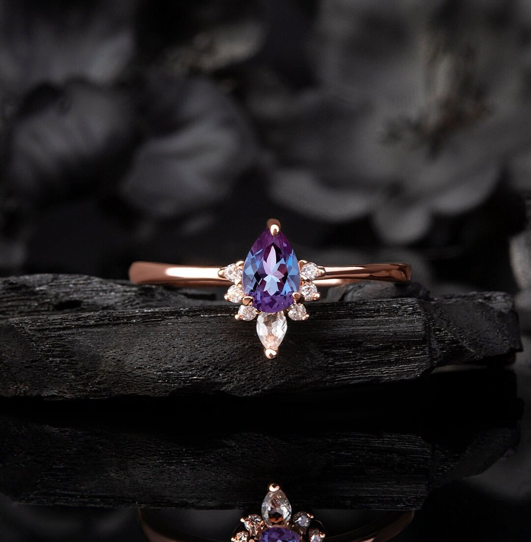 Alexandrite Promise Ring Rose Gold, Engagement Ring With Alexandrite ...