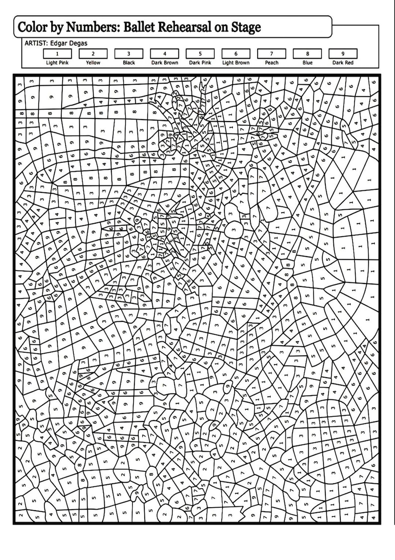 Coloring and Coloring by Numbers Printable - 10 Famous Paintings ...