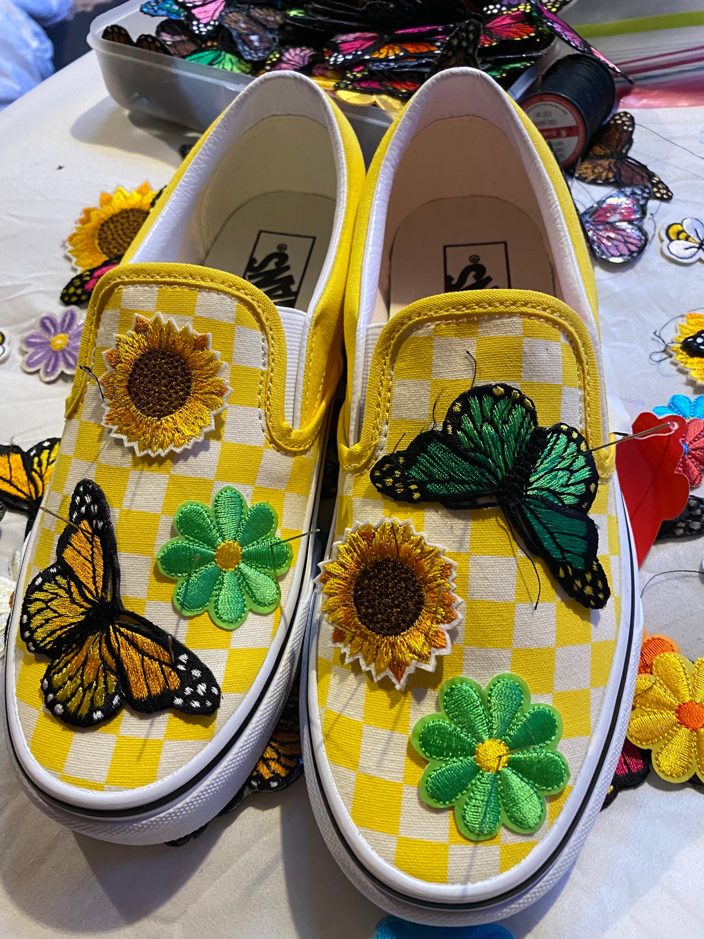 Colored Checkered Butterfly Vans - Etsy UK