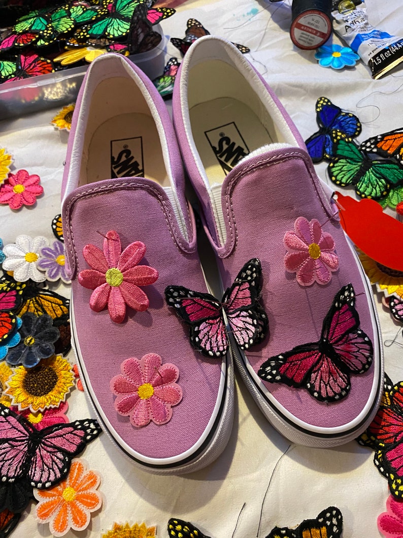 Colored Checkered Butterfly Vans - Etsy