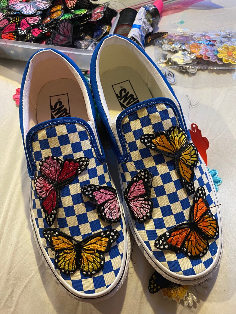 Colored Checkered Butterfly Vans - Etsy