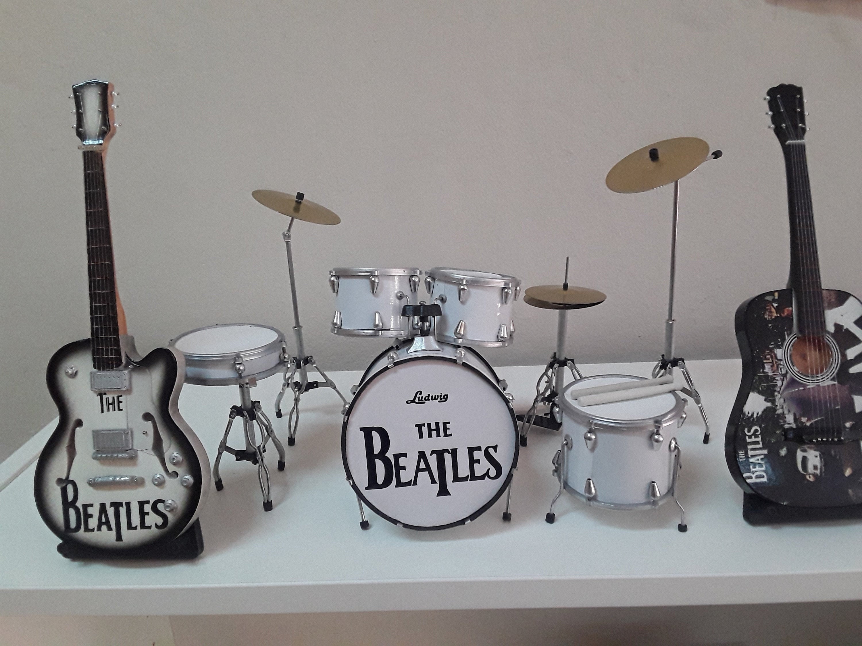 The Beatles Miniature Guitar And Drum Kit Set Etsy