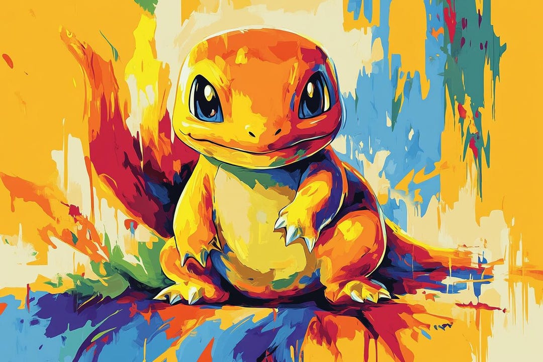 Charmander Pokemon Poster Japanese Tapestry Style Anime Wall Art Decor ...