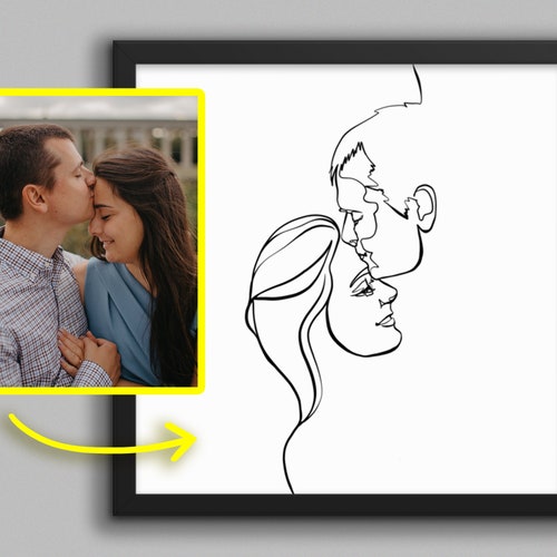 Custom One Line Drawing Simple Line Art Commission Portrait - Etsy Canada