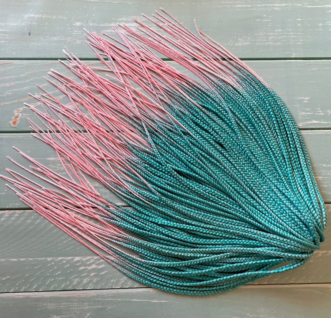 Pink Mint Braids Extension Doubled Ended Braids Short Braids Ready to ...